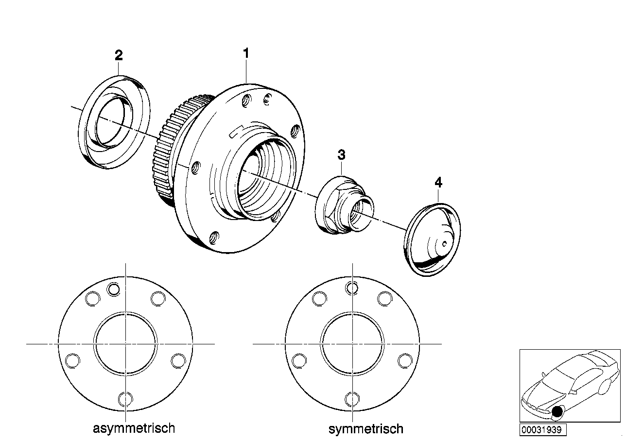 31211129386 Genuine BMW Wheel Hub, Front, Asymmetric | BMW Parts Deal