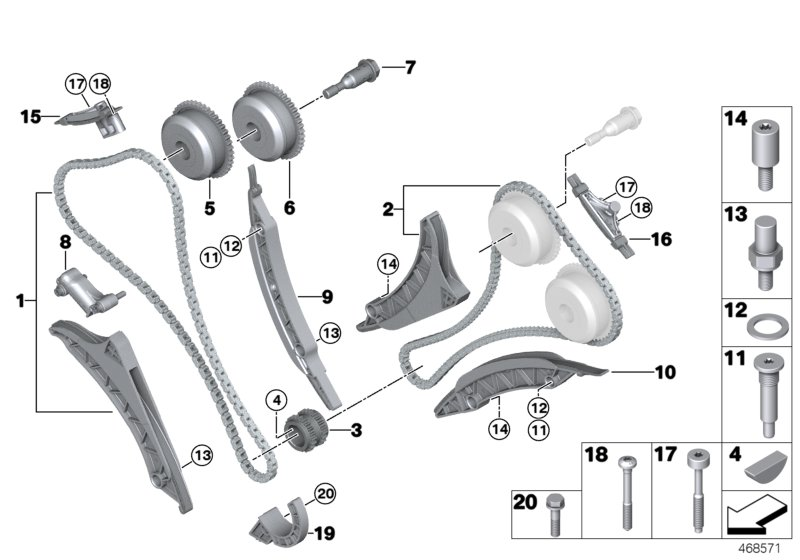 11317605193 Genuine BMW Timing Chain With Tensioning Rail | BMW Parts Deal