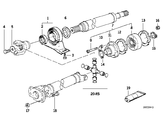 Drive Shaft-Center Bearing-Constant Velocity Joint - 1988 BMW 735iL ...