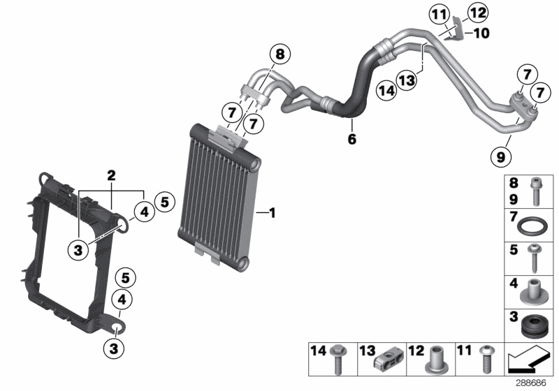 2014 BMW 335i Sedan(F30) Engine Oil Cooler / Oil Cooler Line