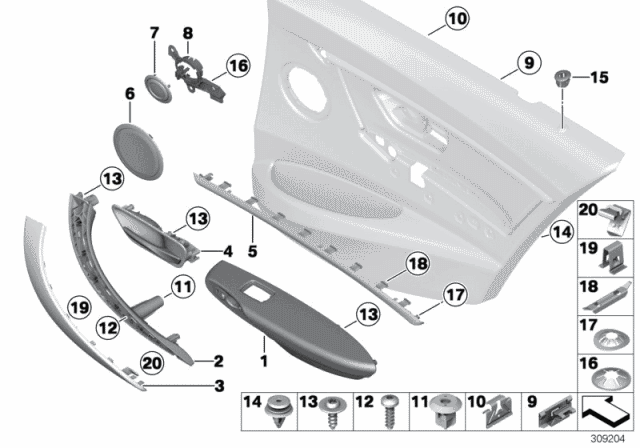 Mounting Parts, Door Trim Panel - 2014 BMW 335i Sedan(F30)