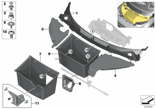 Mounting Parts, Front - 2018 BMW i3 Range Extender(I01)