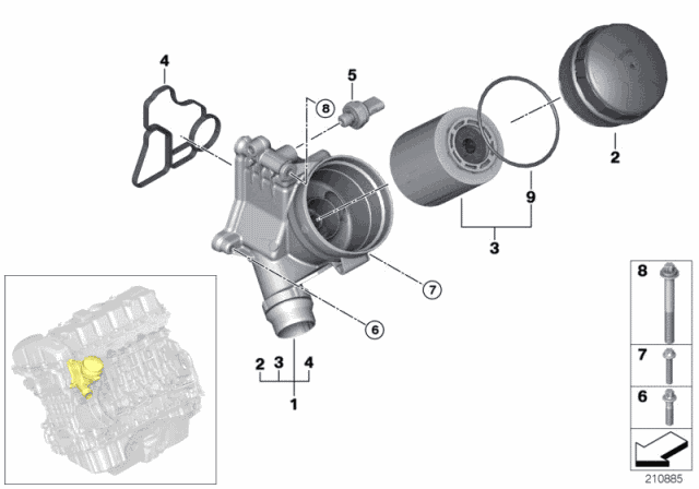Lubrication System - Oil Filter - 2008 BMW 328i Sedan N52 Engine(E90)