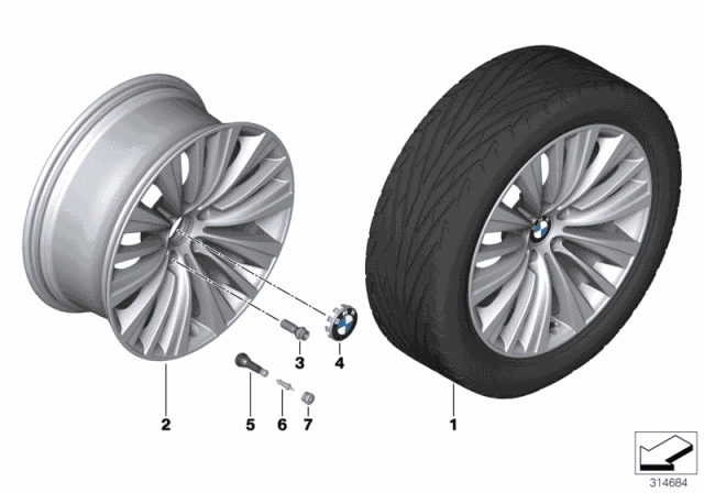 BMW LA Wheel, Multi-Spoke - 2016 BMW 535i GT F07