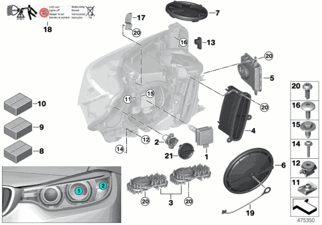 63117379929 Genuine BMW Set, Holder, Headlight