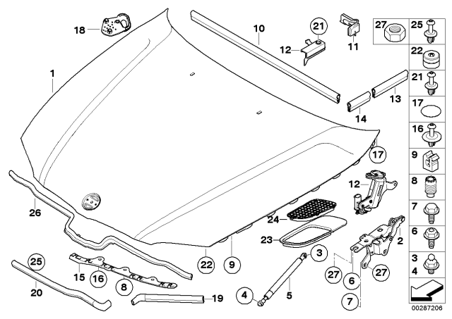 51767142049 Genuine BMW Upper Part Of Seal,Engine Bonnet,Left