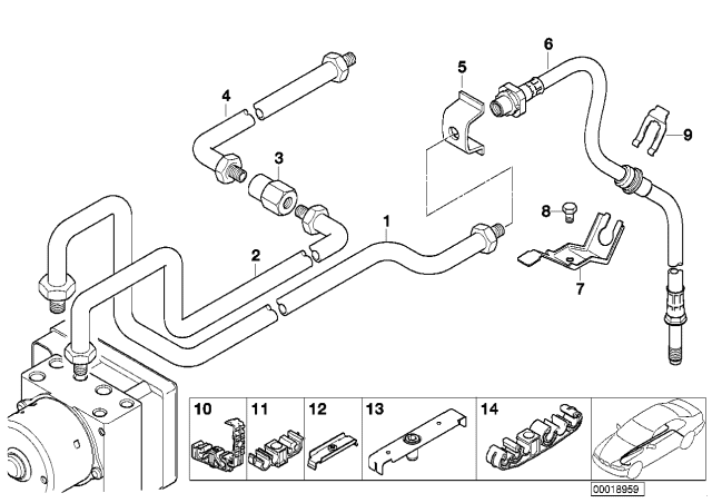 Brake Pipe Rear ABS/ASC+T - 2003 BMW 325Ci Coupe M54 Engine(E46)
