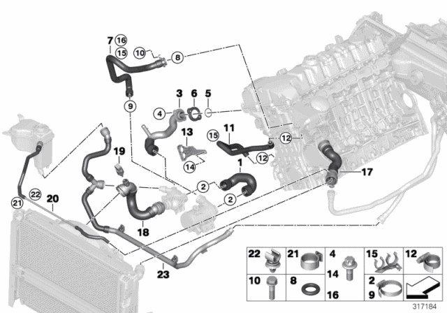 Cooling System Coolant Hoses - 2008 BMW 328i Sedan N52 Engine(E90)