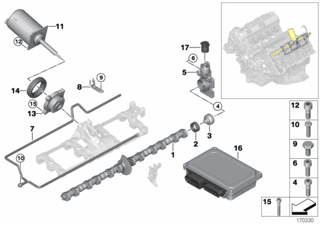 Valve Timing Gear, Eccentric Shaft, Actuator - 2005 BMW 545i Sedan(E60)